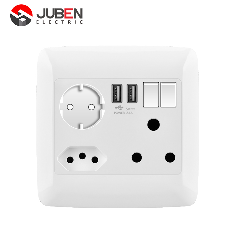 2 GANG 16A SOCKET EURO SOCKET BRAZIL SOCKET 2 USB - WENZHOU JUBEN ...